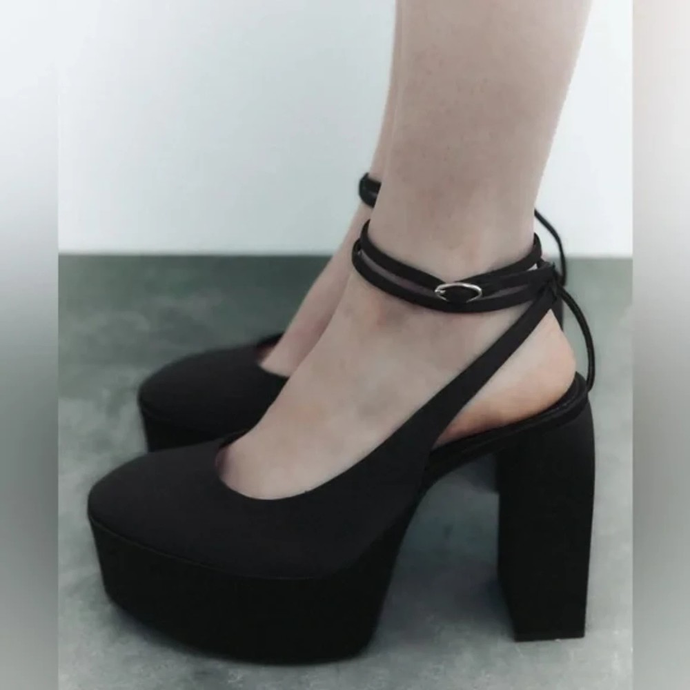 Zara Black Platform Bratz Doll Satin Chunky Heel Size… - Gem